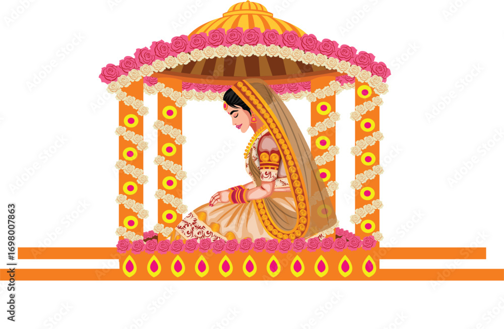 Beautiful Indian Wedding Bride Doli Stock Vector Illustration Stock ...