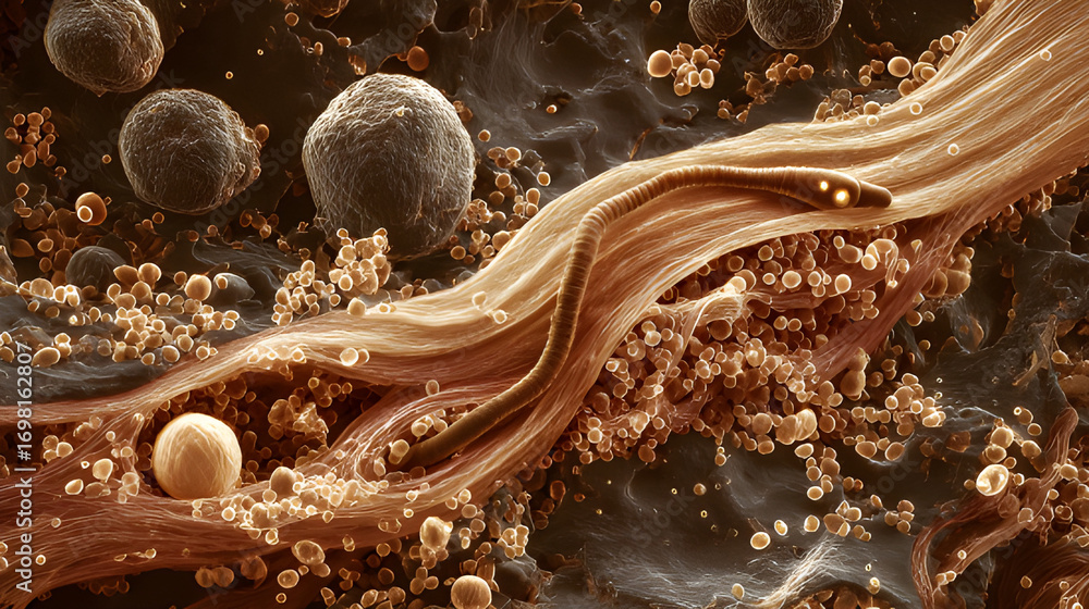 Worm infestation parasitology cryptospiridiosis. Scanning electron ...