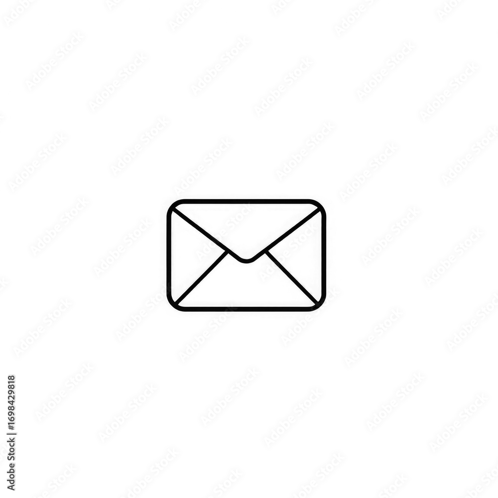 Line art mail icon with transparent background PNG and JPEG image for ...