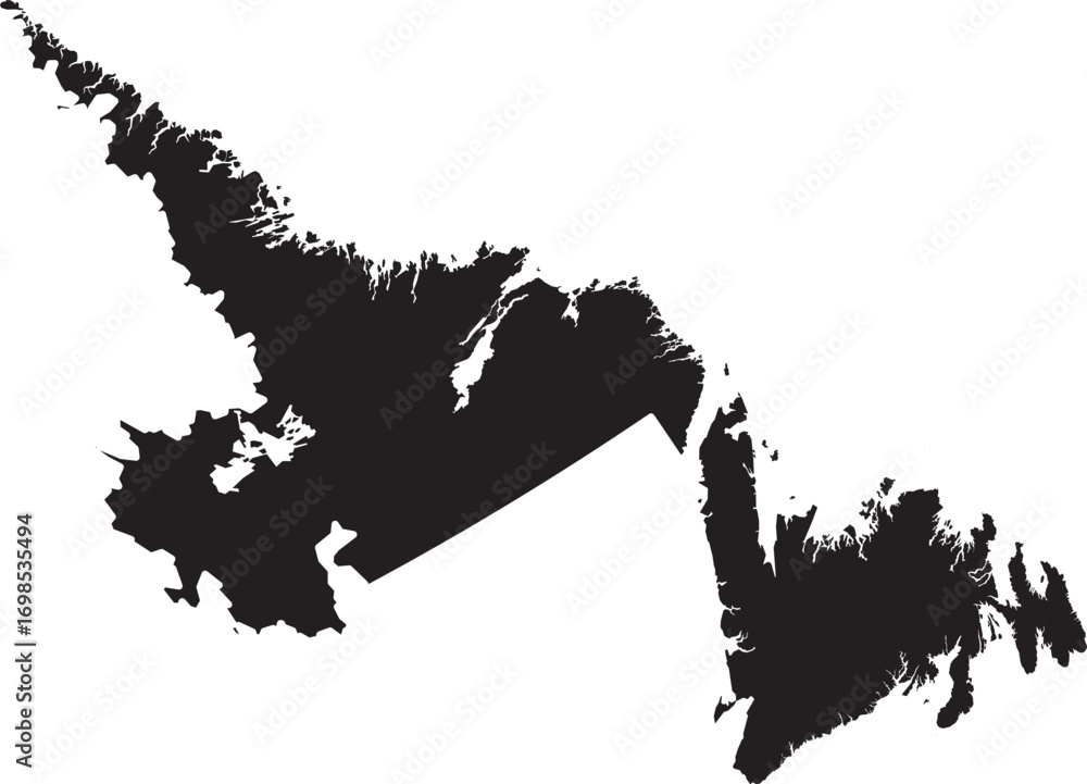 Newfoundland and Labrador Canada Province Map Silhouette High Detail ...