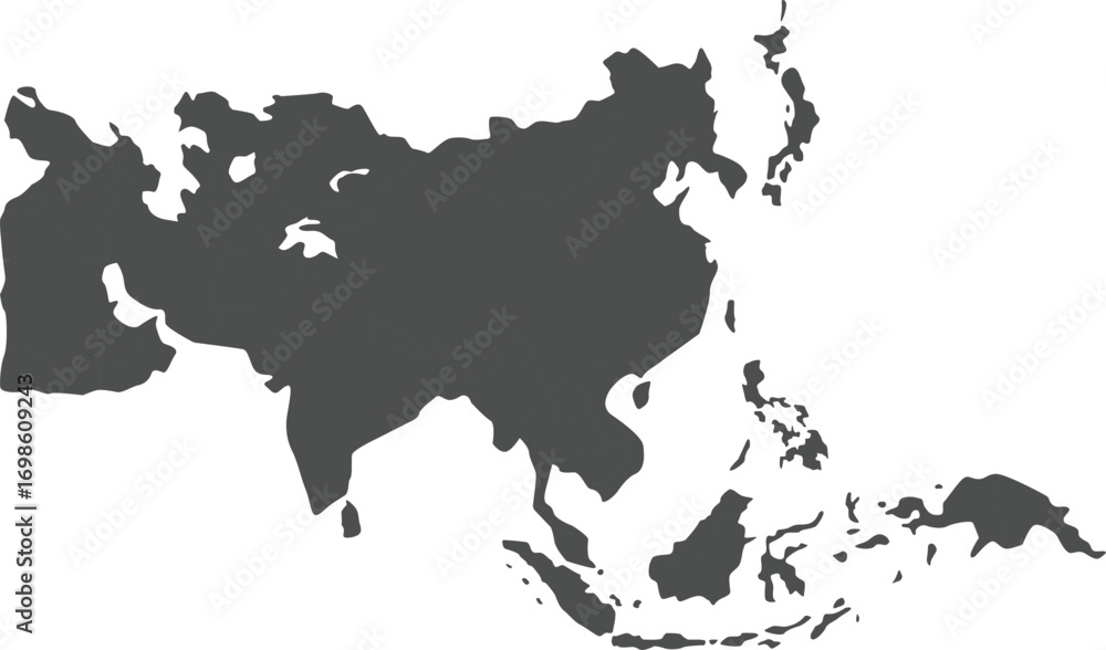 Vectorized Map of Asia with Editable Elements Stock Vector | Adobe Stock