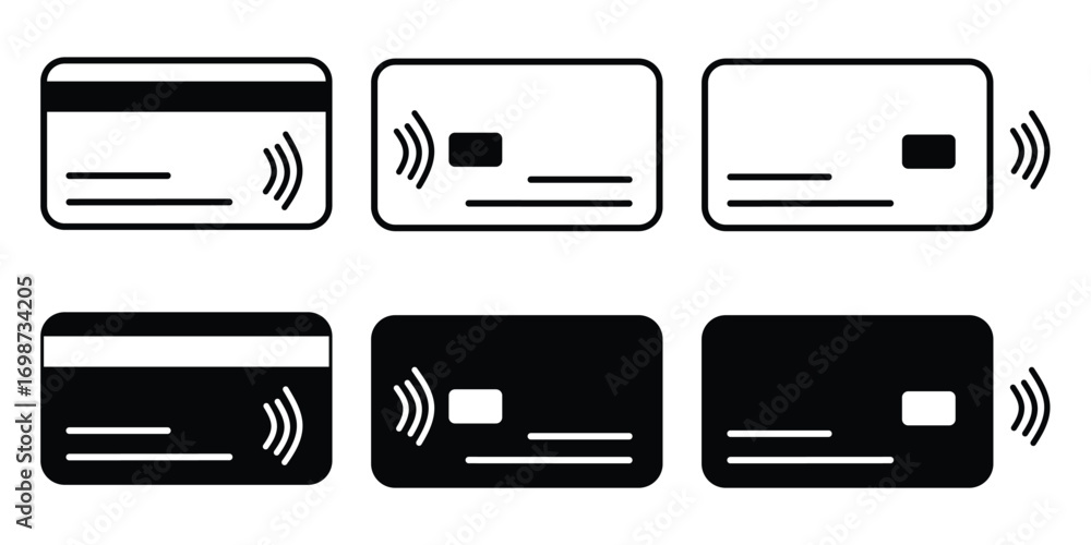Credit Card Icon: A set of simple black and white debit and credit card ...