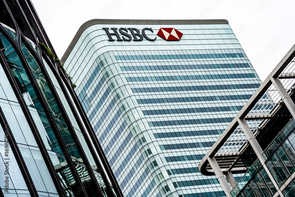 Canary Wharf Financial District, HSBC Bank HQ, Office Tower, East ...