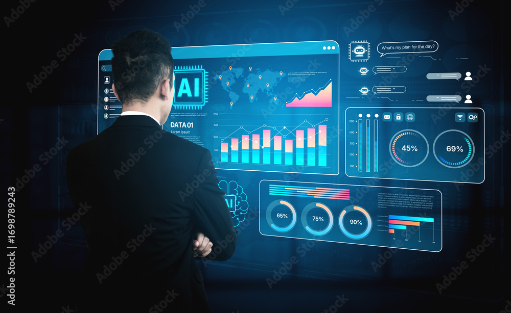 Foto de Stock AI Assistant Brain Processor with LLM Technology, Big ...