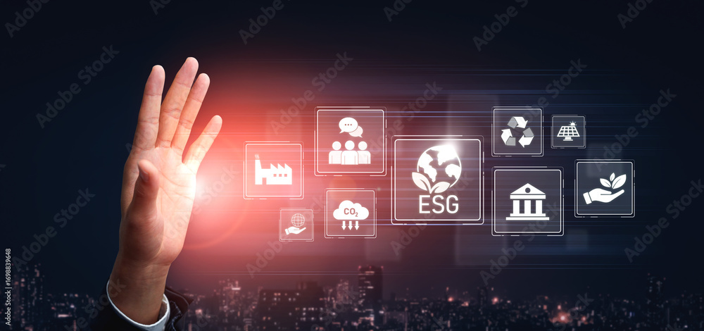 Stock-Foto „ESG principles guide sustainable business through ...