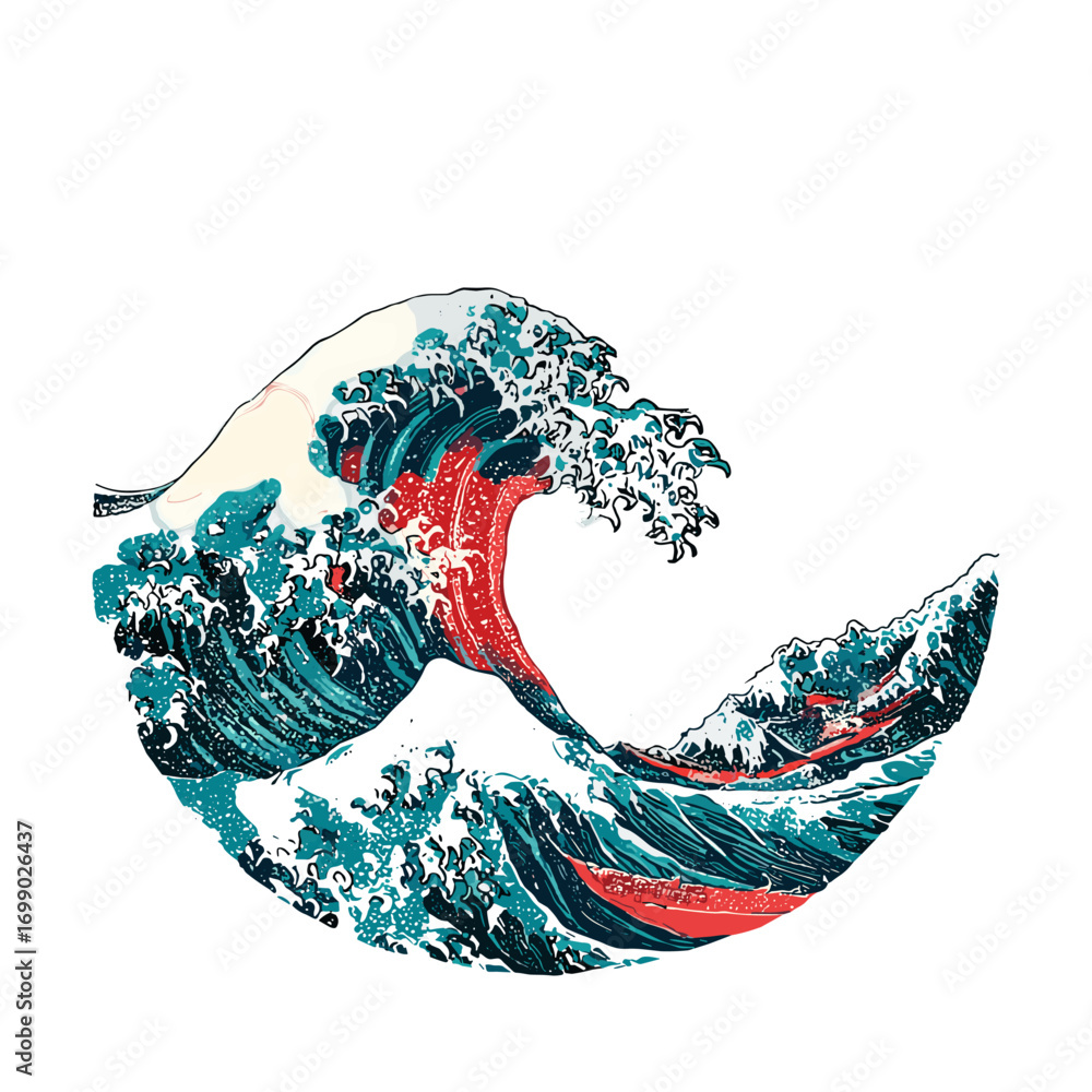The Great Wave off Kanagawa Inspired Art: An artistic, illustrative ...