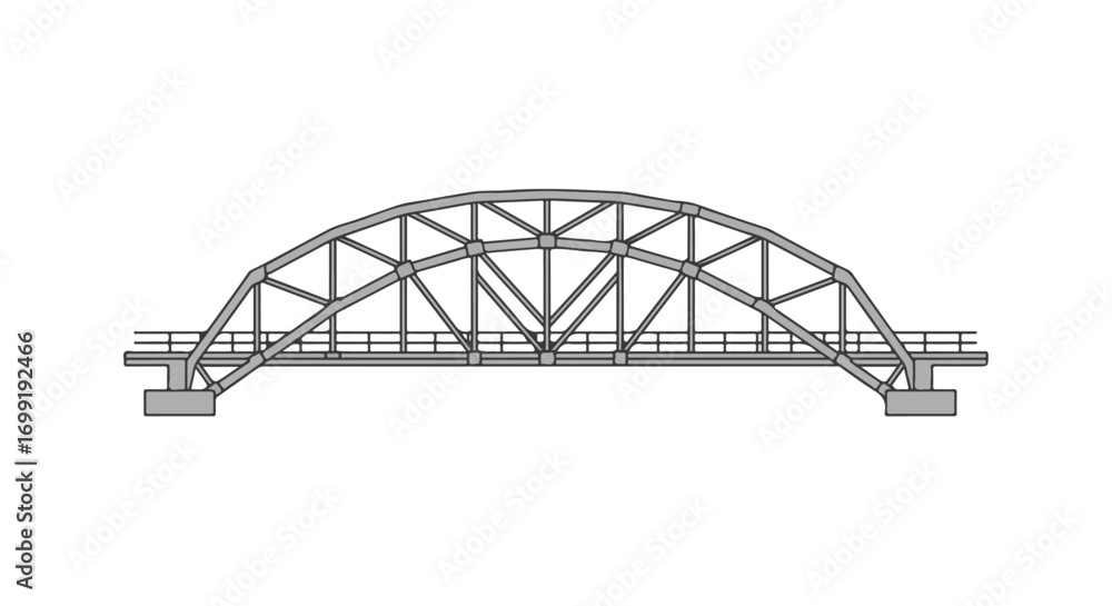 Architectural structural rendering of a simple symmetrical truss arch ...