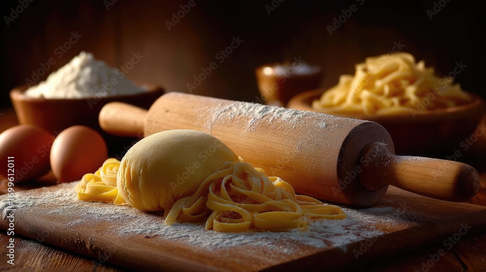 Step-by-step visual guide for pasta concept. Homemade pasta preparation ...