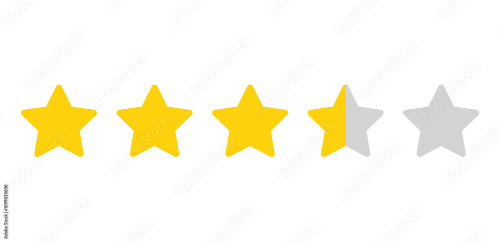Three and half star rating PNG with transparent background, review ...
