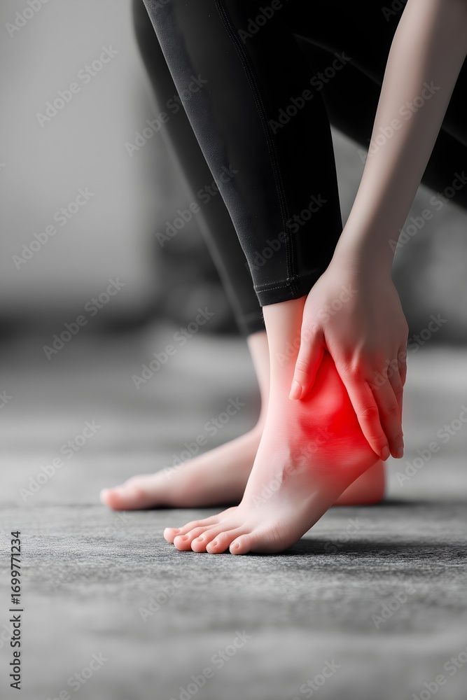 Young Woman Scratching Itchy Foot with Red-Highlighted Irritation ...