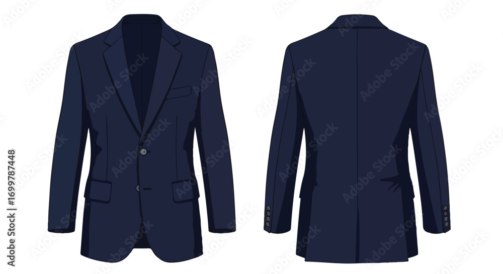 Stock-Vektorgrafik „Sophisticated navy blazer illustration showcasing ...