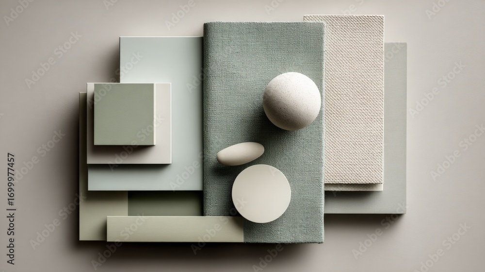 Neutral Color Palette with Textiles and Geometric Shapes for Interior ...