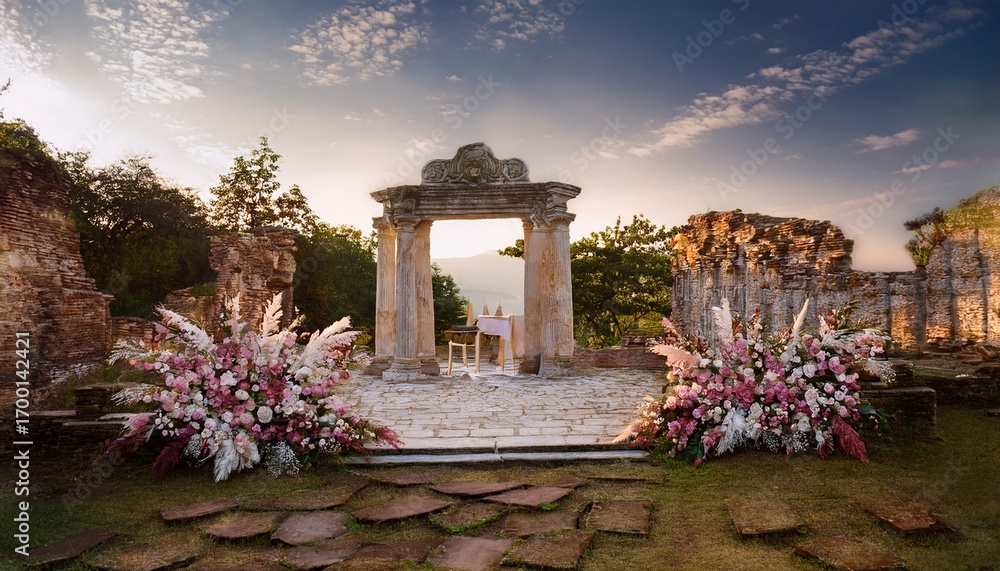 antique ruin wedding backdrop photography background ancient temple ...
