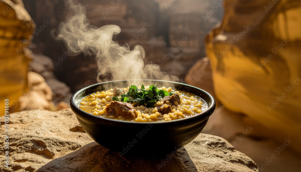 Foto de Stock Creamy Traditional Saudi Harees in Clay Bowl on Granite ...