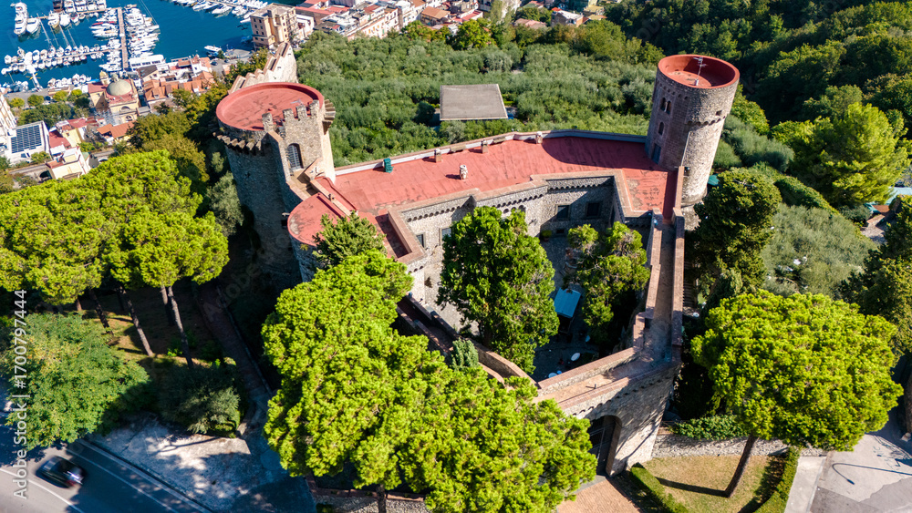 Aerial drone photo of the medieval castle of Castellammare di Stabia ...