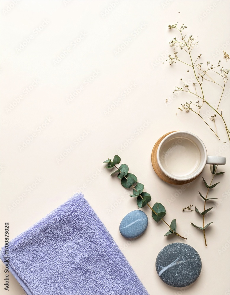 Ultra Minimalist Spa Wellness Scene, Extreme Copy Space for Text ...
