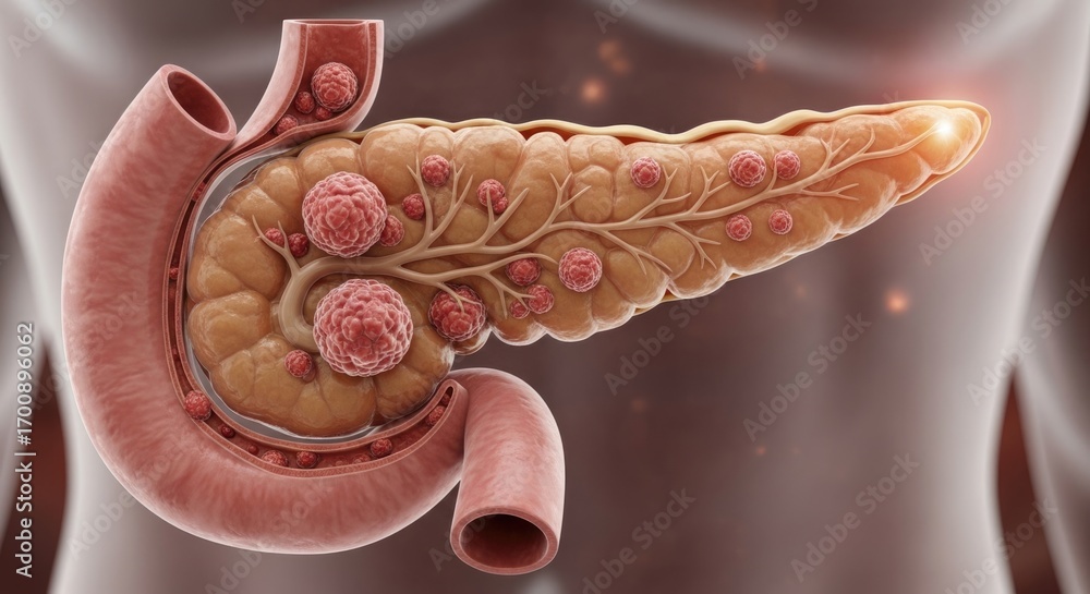 Stock-Illustration „Detailed internal view of the human pancreas organ ...