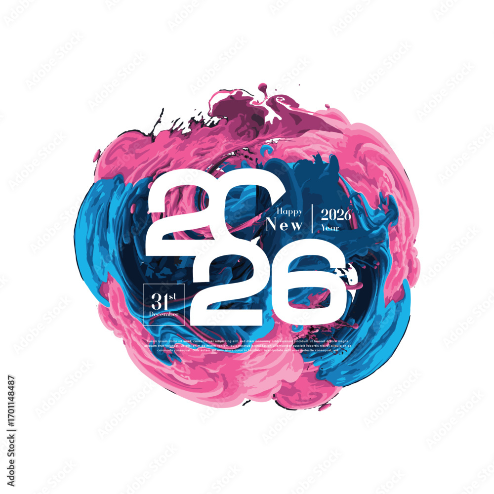 Praca wektorowa bez tantiem: Happy new year 2026 with beautiful ...