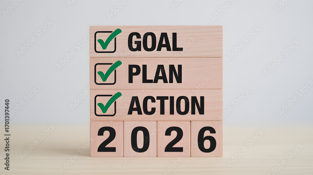 Stock-Foto „Achieve goals and execute plans by 2026 with a clear action ...