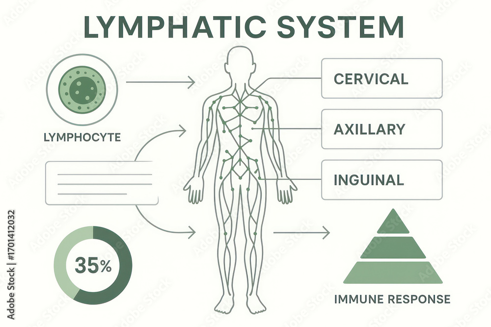 Diagram of the Human Lymphatic System Stock Illustration | Adobe Stock
