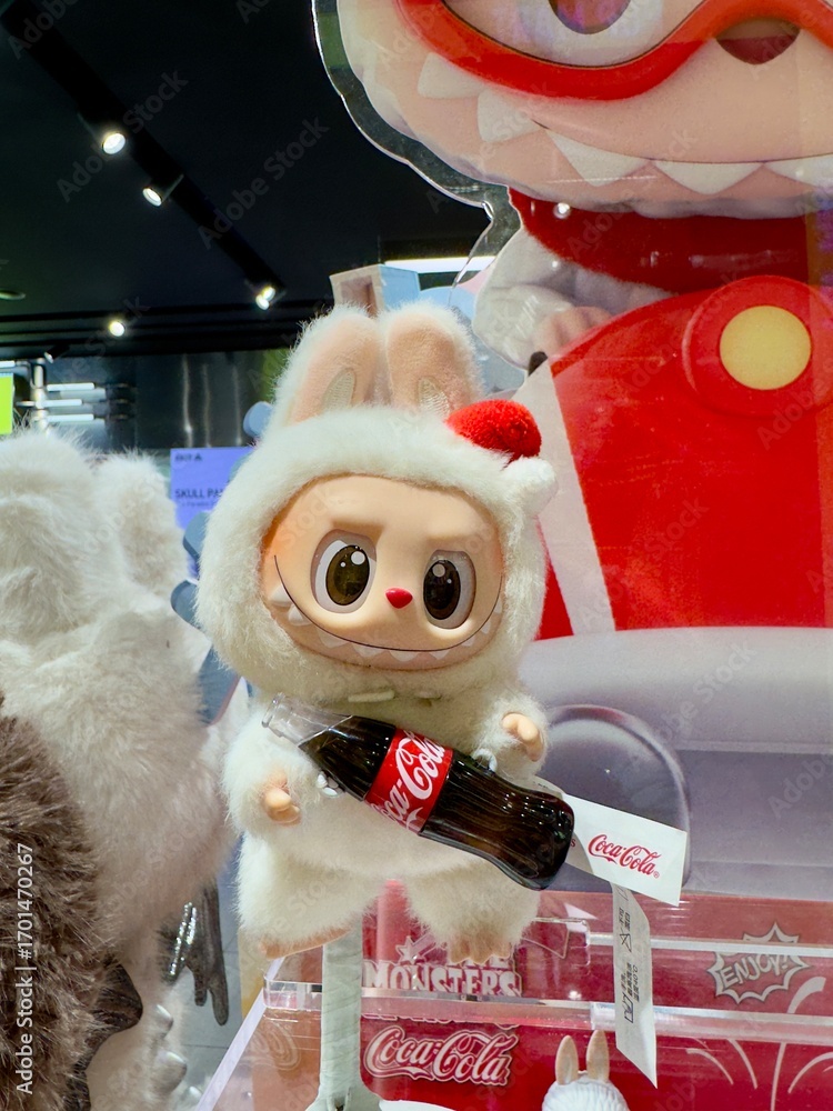 Tukwila, WA - September 11, 2025. Coca-cola Labubu toy. Pop Mart store ...