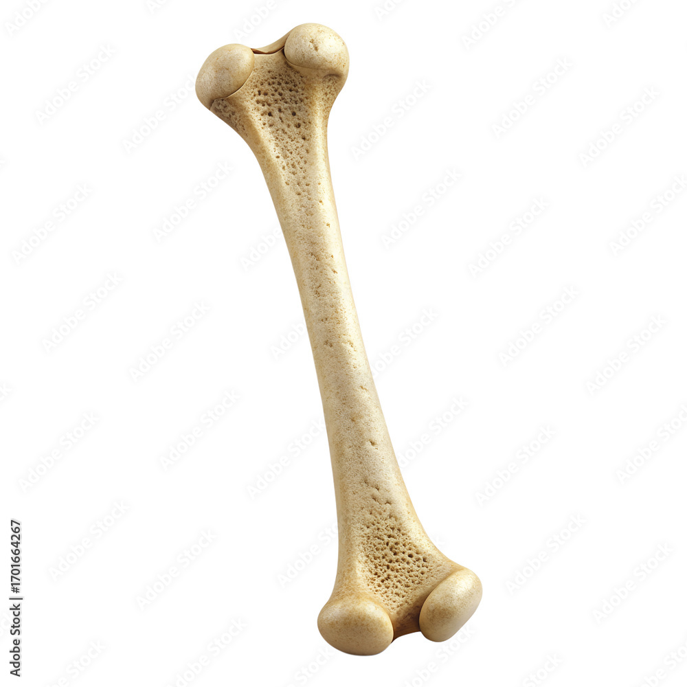 A single human femur bone, the longest bone in the body, shown in ...