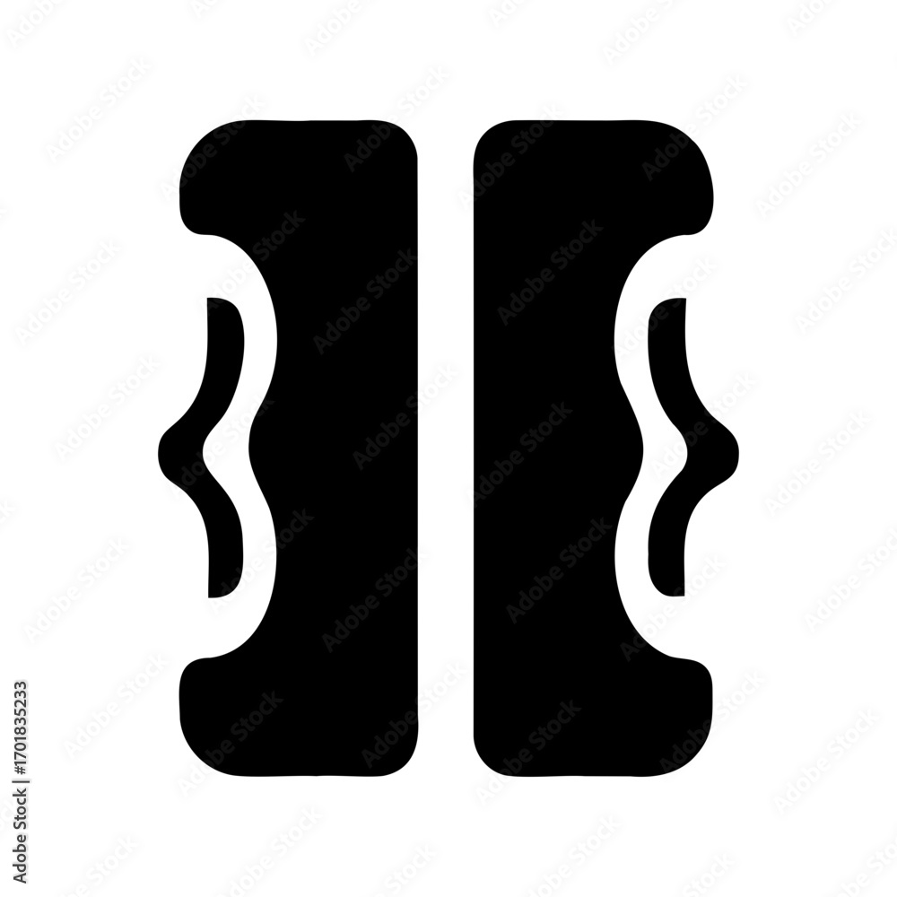 Mirror image of two identical shapes with curved indentations on their ...