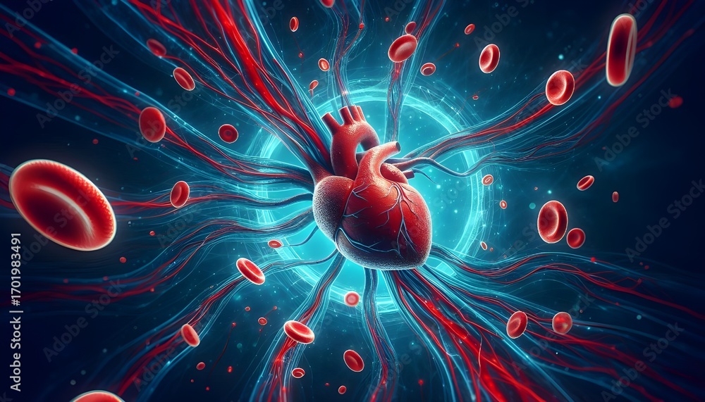 Stock-Illustration „Heart blood circulation and cardiovascular system ...