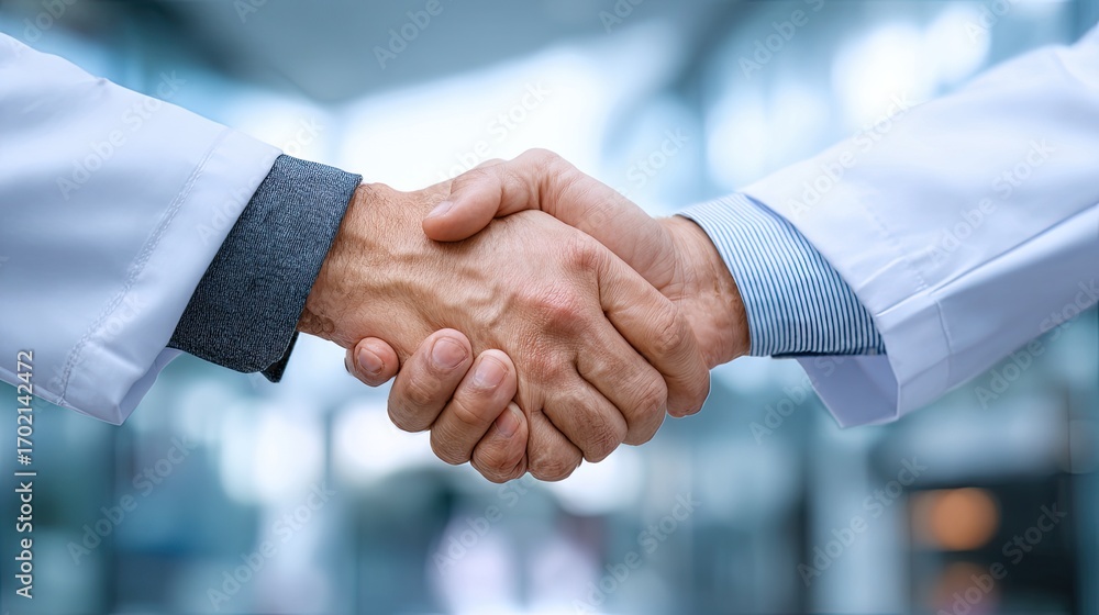Two doctors shaking hands in a hospital setting. Stock Illustration ...
