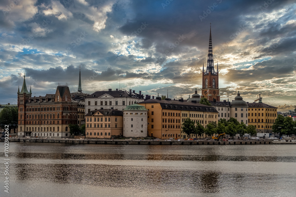 Stockholm's Historic Core: A shot of Gamla Stan, its iconic buildings ...