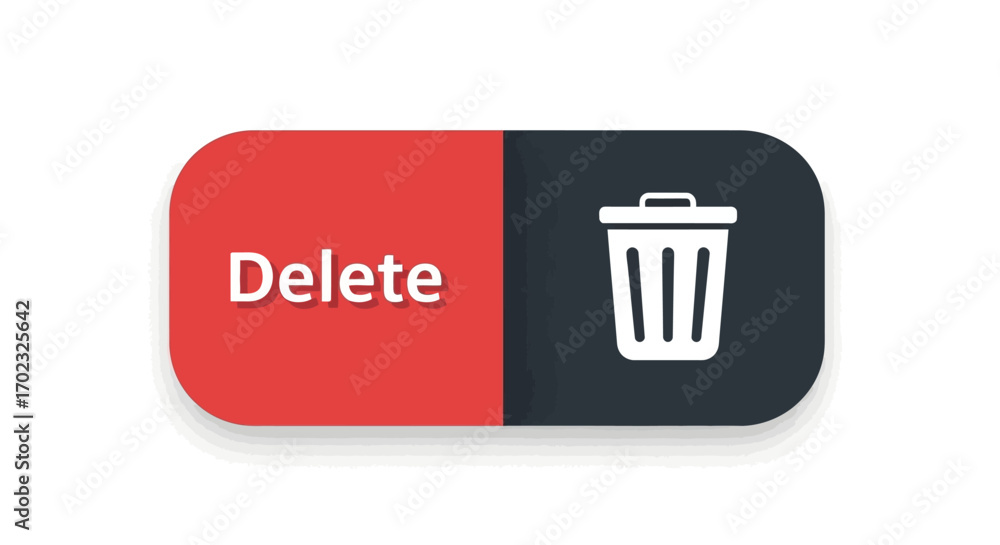 A Digital Delete Button Icon Featuring the Word Delete and a Trash Can ...