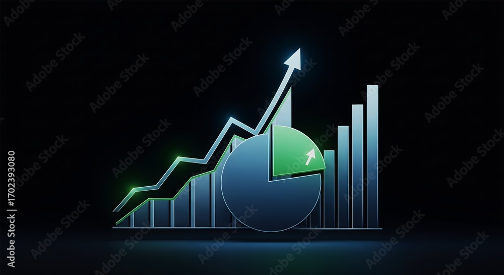 Professional Business Graph Chart with Arrow Indicator for Corporate ...