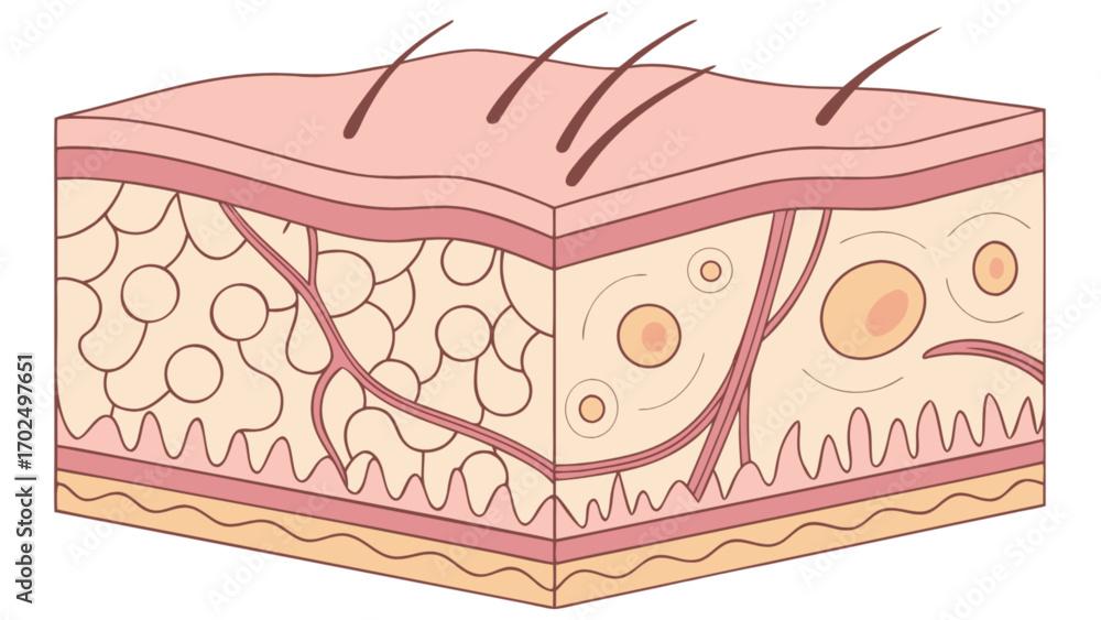 Human skin anatomy diagram illustration showing epidermis dermis and ...