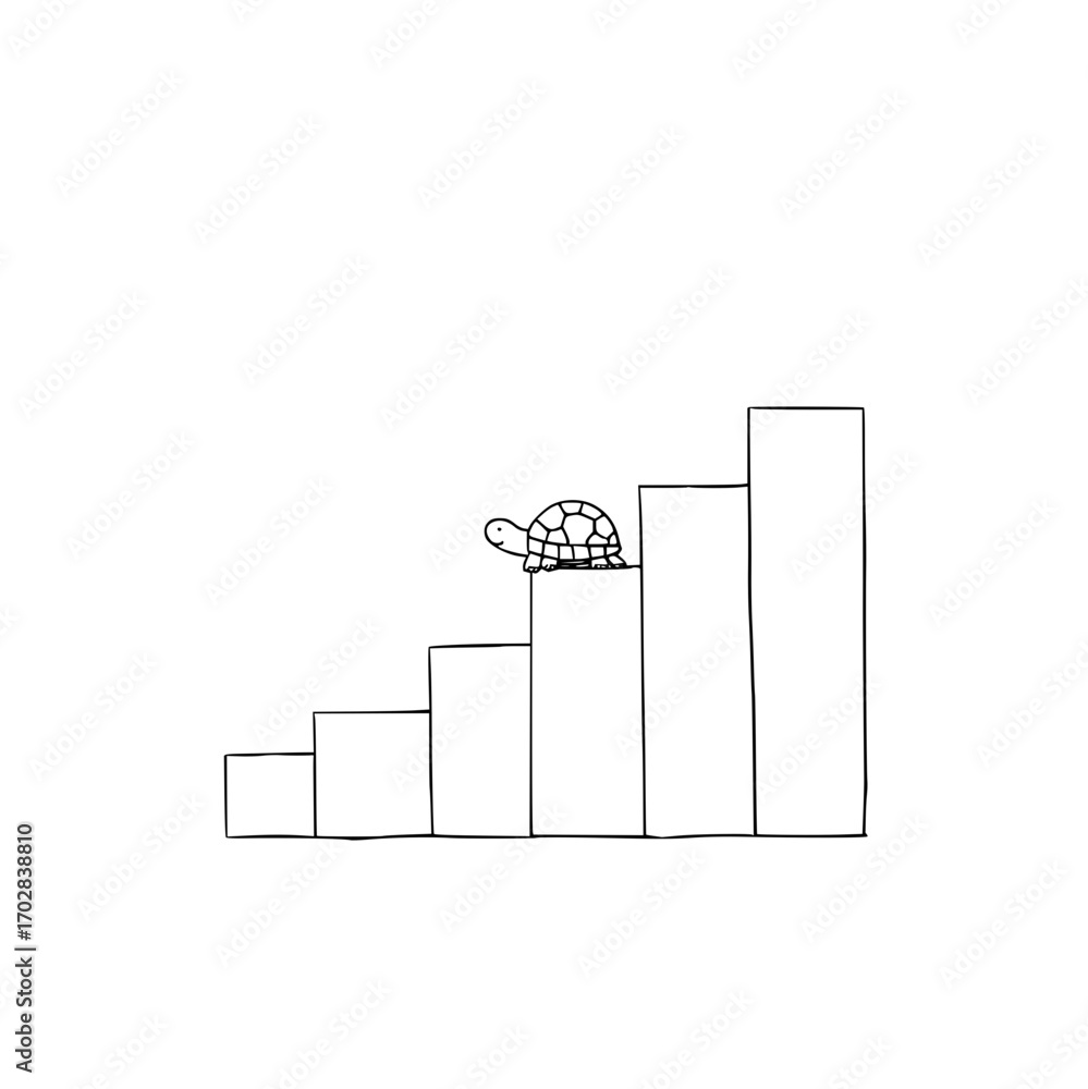 Turtle climbing stairs illustration slow and steady wins the race ...