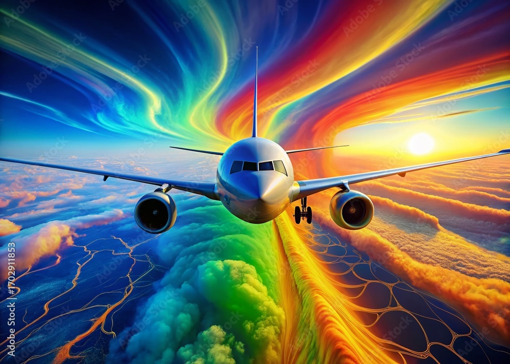 Panoramic CFD Simulation: Airflow Visualization Over Wing Stock ...