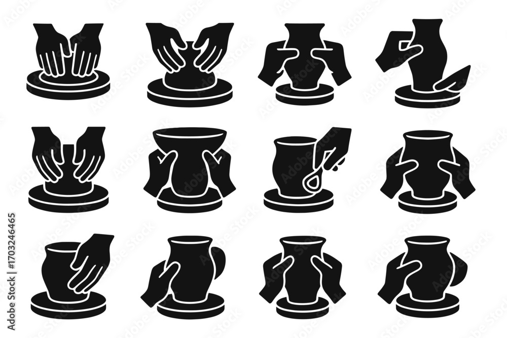 Sides outward clay vector evening shaping icons expanding edge tapering ...