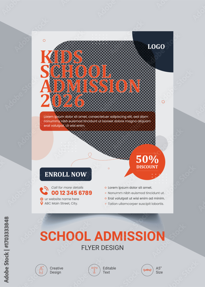 Kids School Admission 2026 Flyer - Enrollment Poster Template for ...