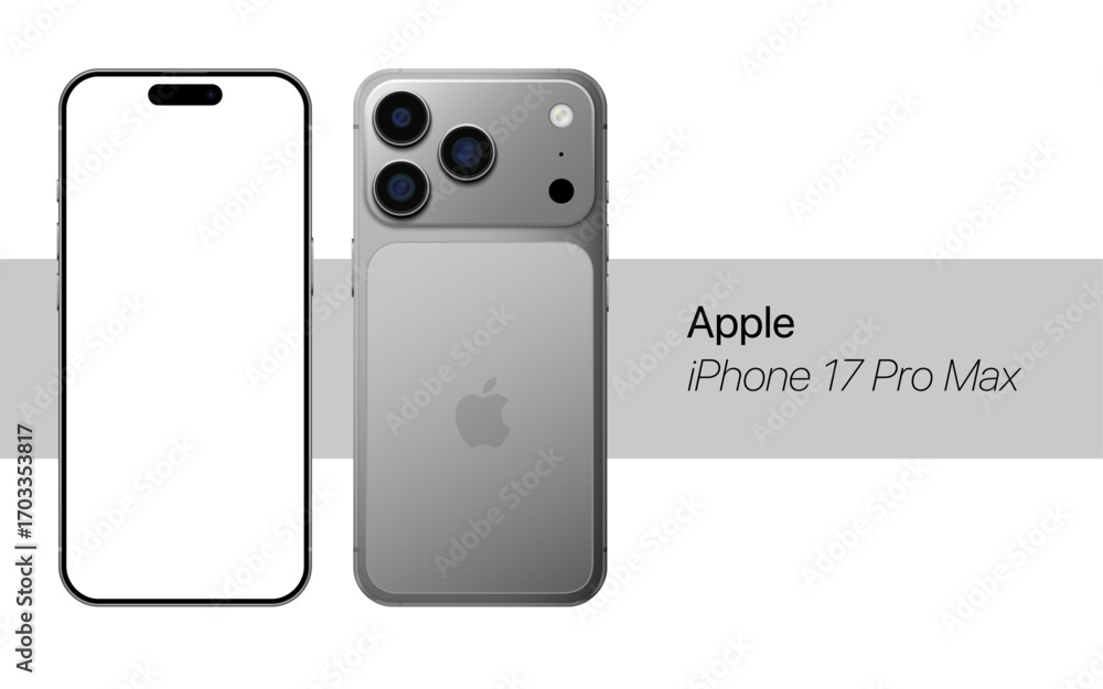 Apple iPhone 17 Pro Max smartphone 3D mockup – front and back view in ...