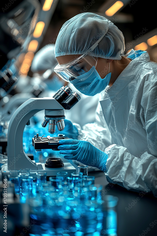 Researcher Operating Microscope in Laboratory, Scientific Research ...
