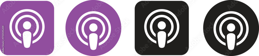 Apple Podcast logo Icon Collection on a transparent background Stock ...