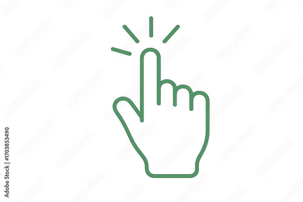 Green hand cursor clicking on a transparent background, ideal for web ...