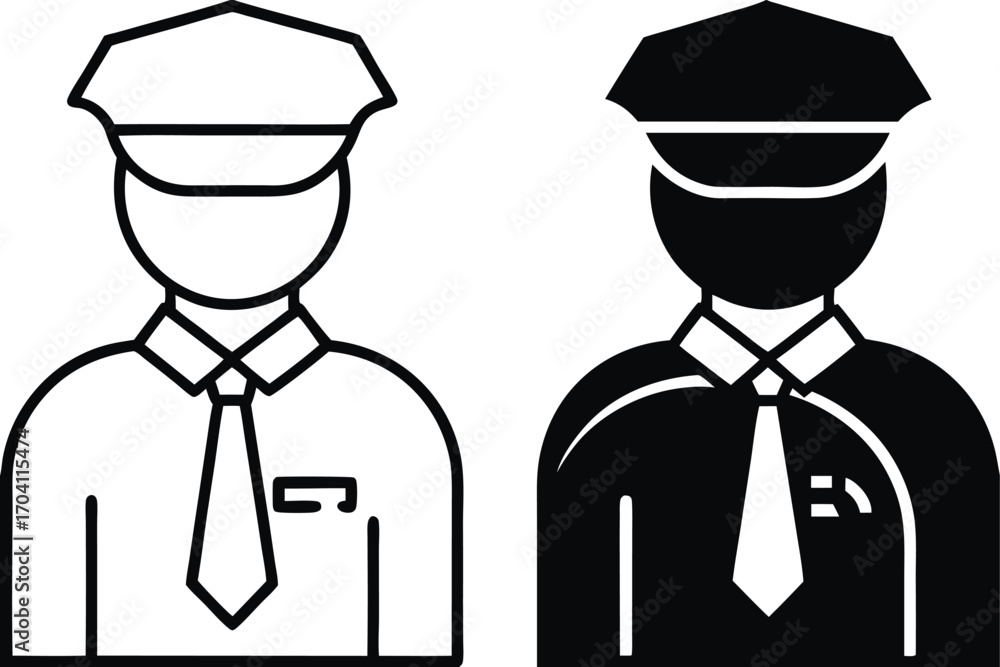 Guard Icons. Black and White Vector Illustrations. Guard, Security ...