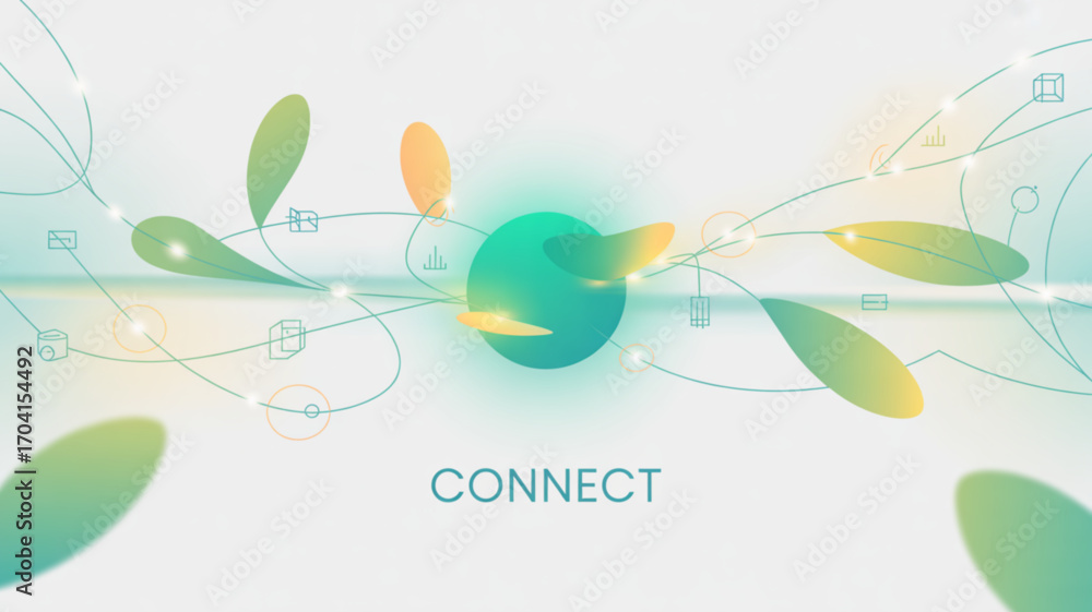 Abstract connection network background with connecting lines and shapes ...