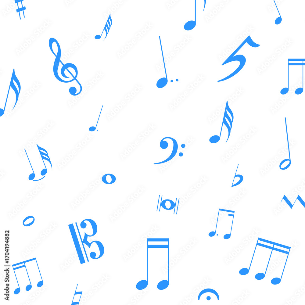 Ilustrace Music notes . music symbols, clefs and sharps border ...