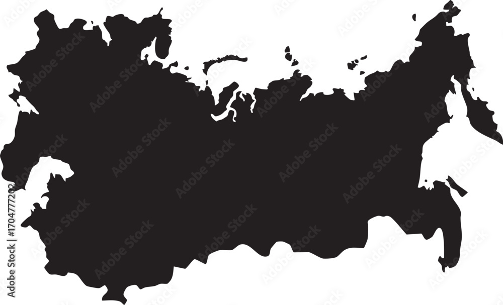 USSR Map Silhouette | Soviet Union Outline Vector & Clipart 素材庫向量圖 ...