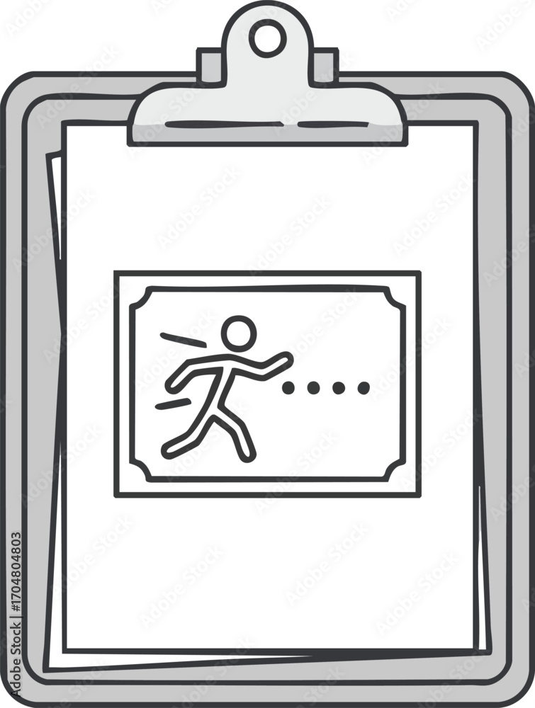 Emergency Exit Plan Icon on Clipboard Safety Procedures Evacuation ...