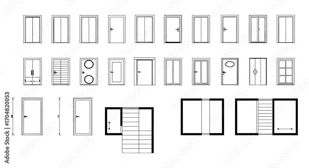 architectural door plan showing layouts and dimensions for building ...
