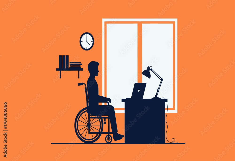 Accessible and inclusive workplace concept with a disabled employee in ...