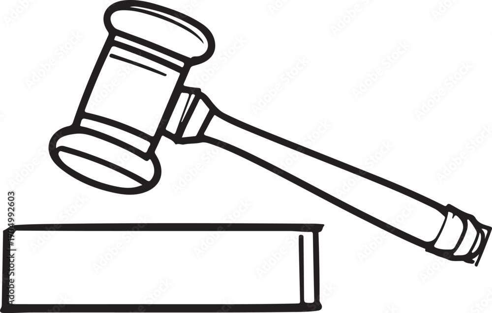 Judge’s Gavel Outline Clipart | Law and Justice Symbol Drawing for ...