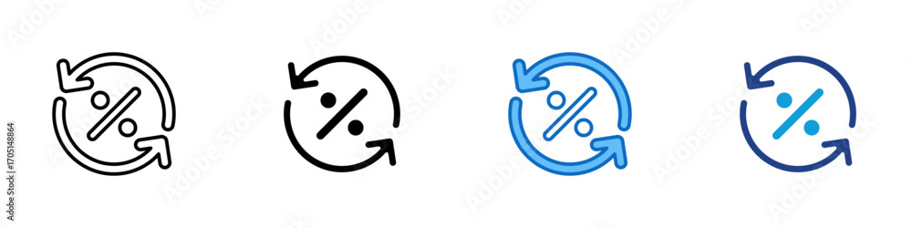 Interest Cycle Multiple Style Icon Design Vector - Circular arrows with ...
